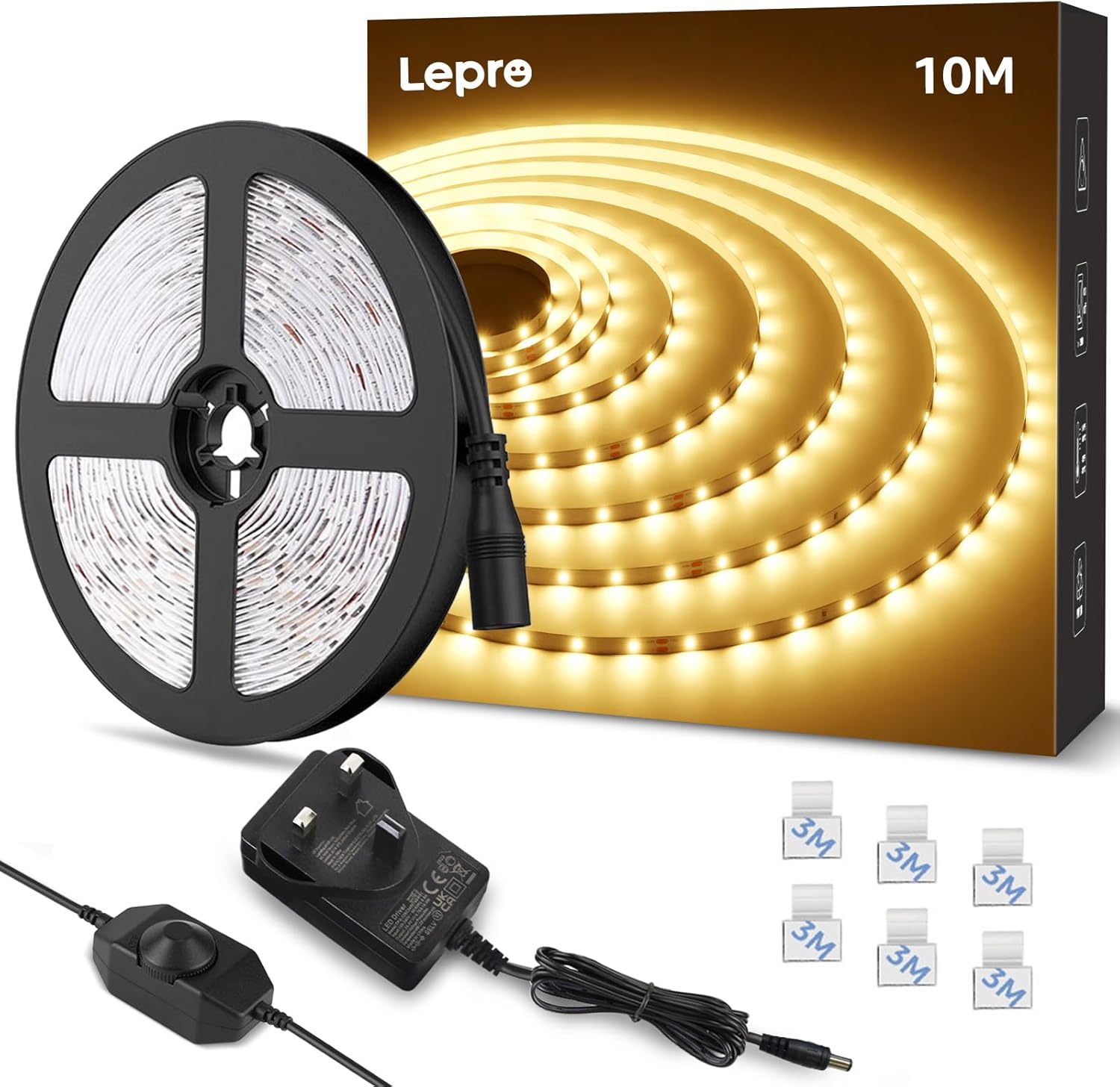 Lepro LED Strip Light Warm White 10M, 2000lm Dimmable LED Taple, 24V U ...